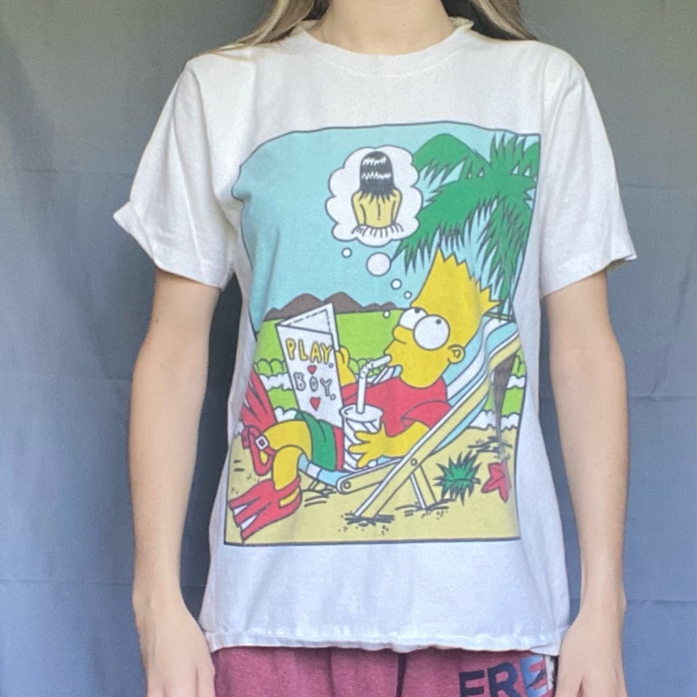 Rare Vintage Bart Simpson Playboy Large Graphic T-Shi… - Gem